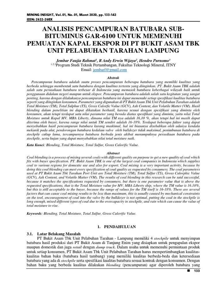 Analisis Blending Batubara Ekspor | PDF