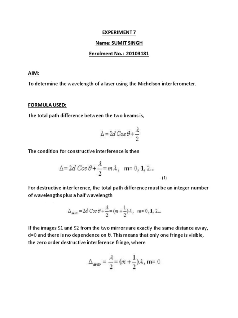 Sumit Singh - B7 (Physics LAB 1) EXP - 7 | PDF