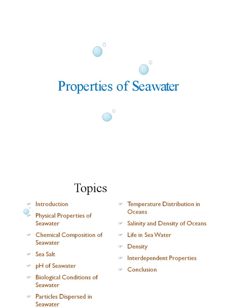 Properties of Seawater | PDF | Salinity | Seawater