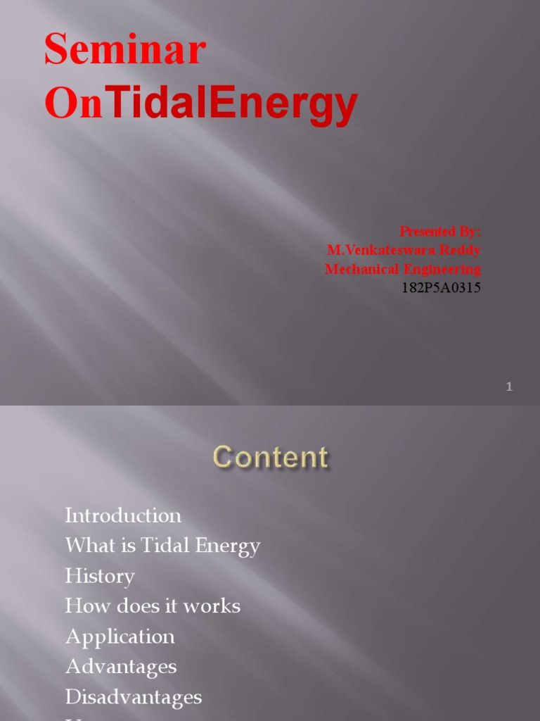 Tidal Energy | PDF | Tide | Power (Physics)