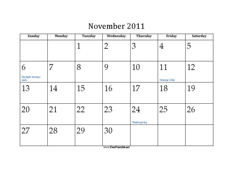 November 2011 Calendar Events | PDF