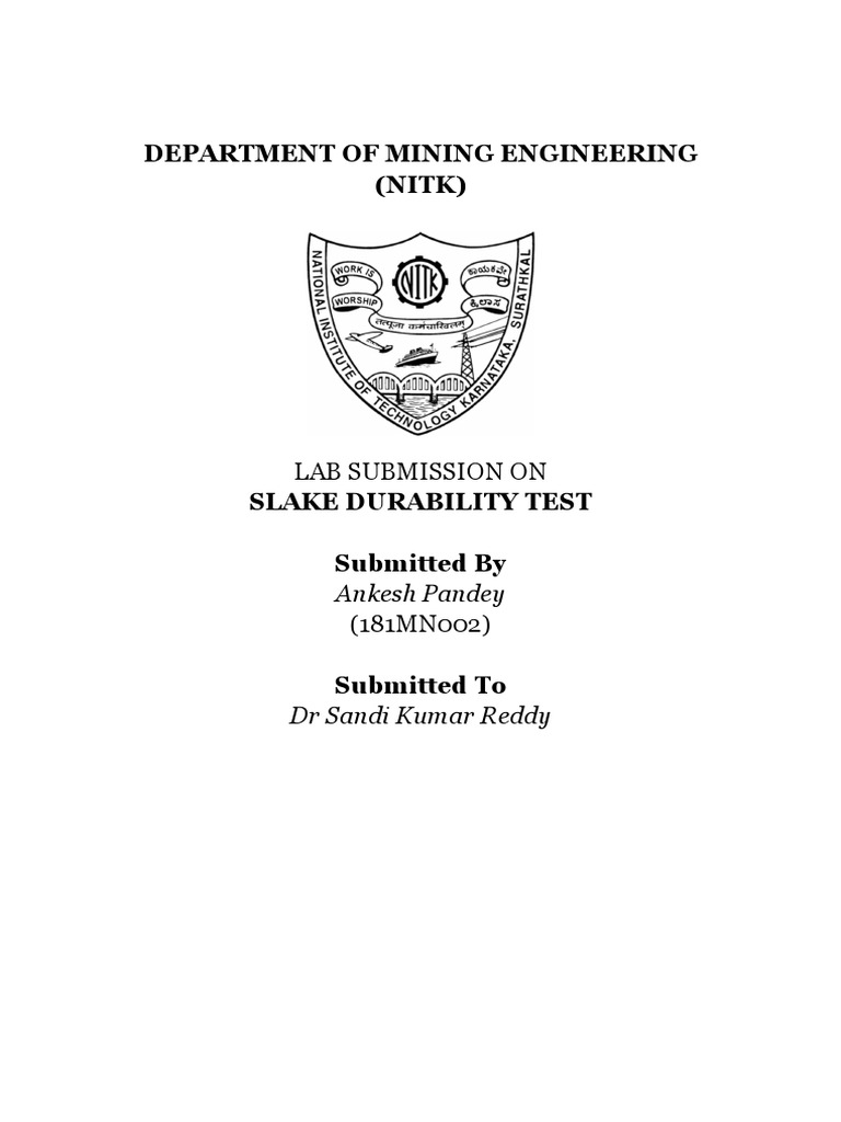 Lab 3 - Slake Durability Test | PDF | Physical Quantities | Applied And ...
