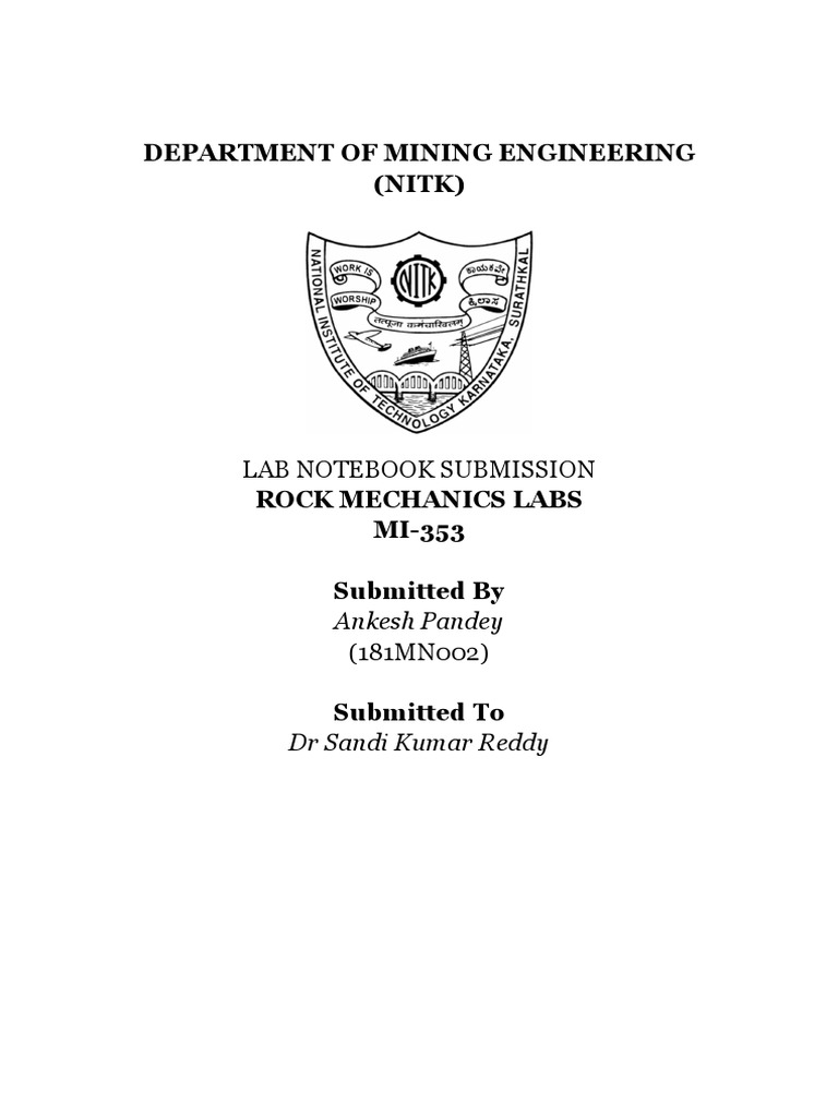 Lab 0 - Rock Mechanics Lab Submission | PDF | Strength Of Materials | Mean