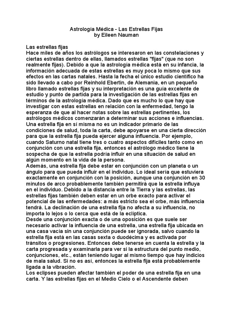 Estrellas Fijas (Medicina) | PDF | Astrología | Estrellas
