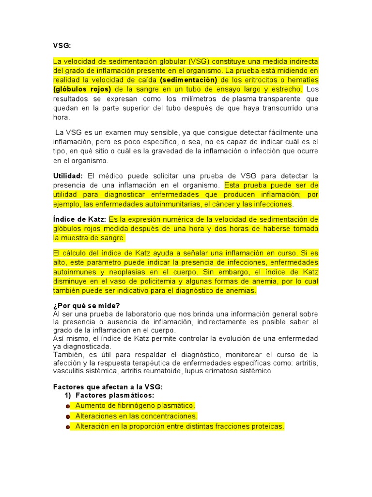 Análisis completo de la prueba de velocidad de sedimentación globular ...