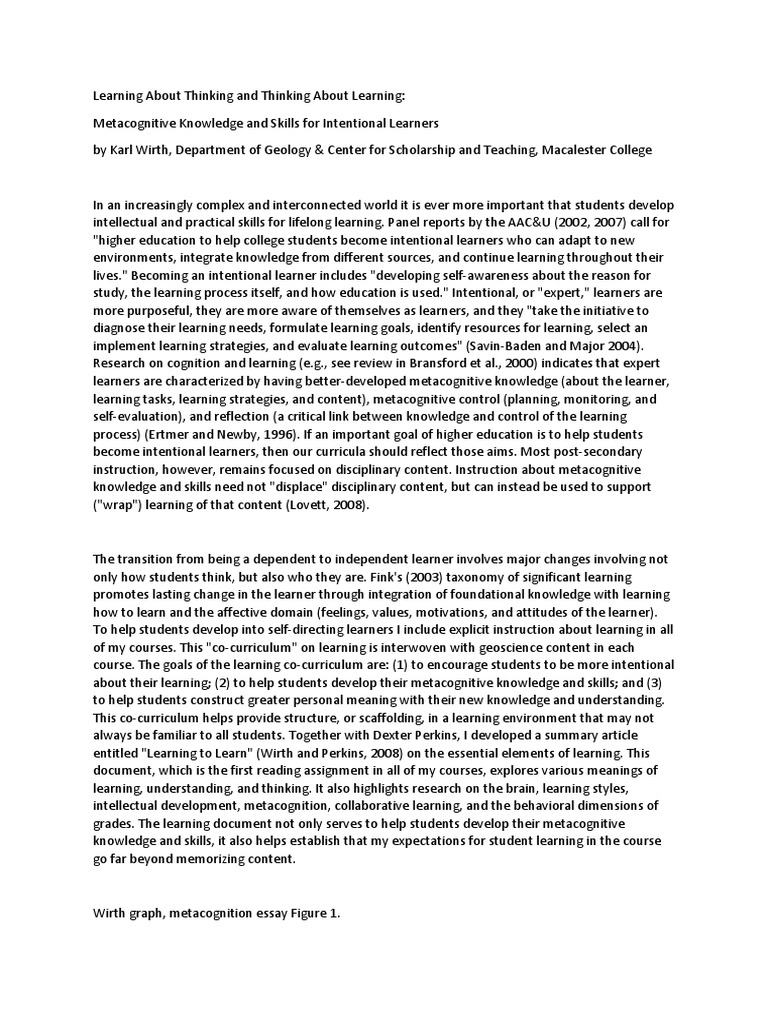 Learning About Thinking and Thinking About Learning | PDF ...