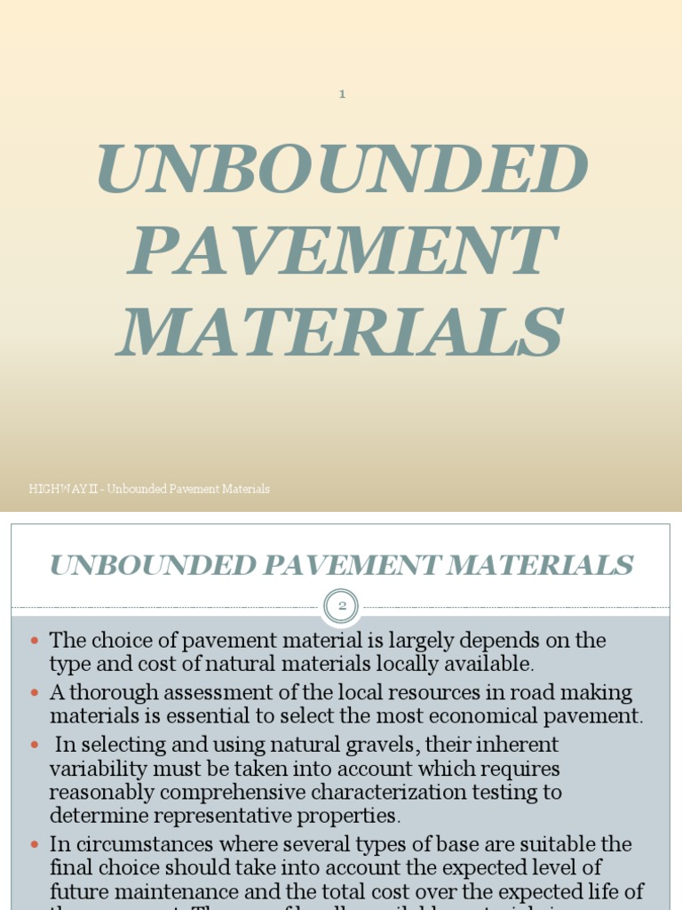 HIGHWAY II - Unbounded Pavement Materials | PDF | Road Surface ...