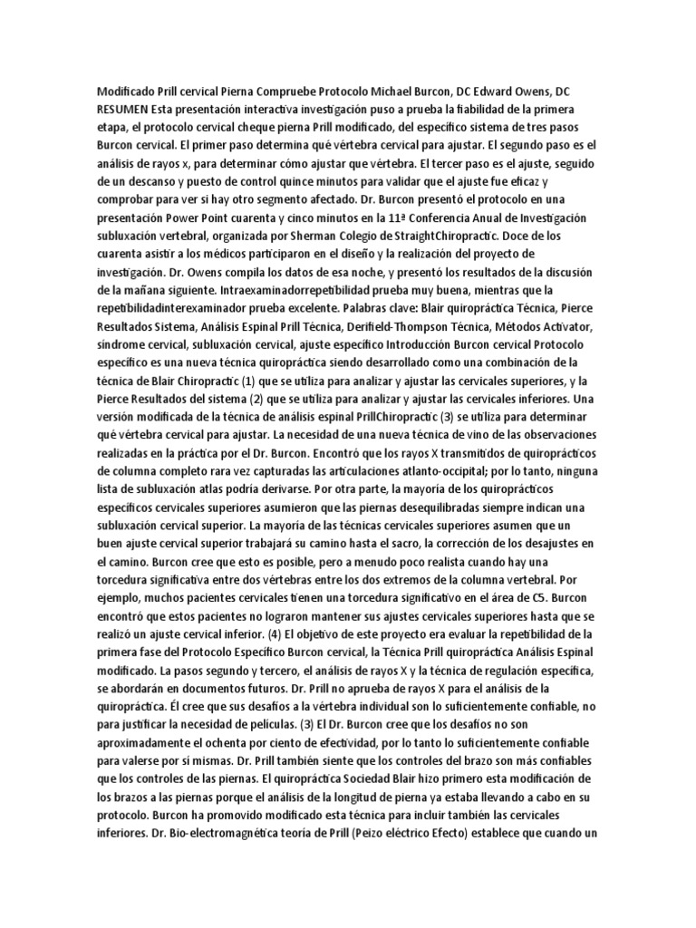 Modificado Prill Cervical Pierna Compruebe Protocolo Michael Burcon ...
