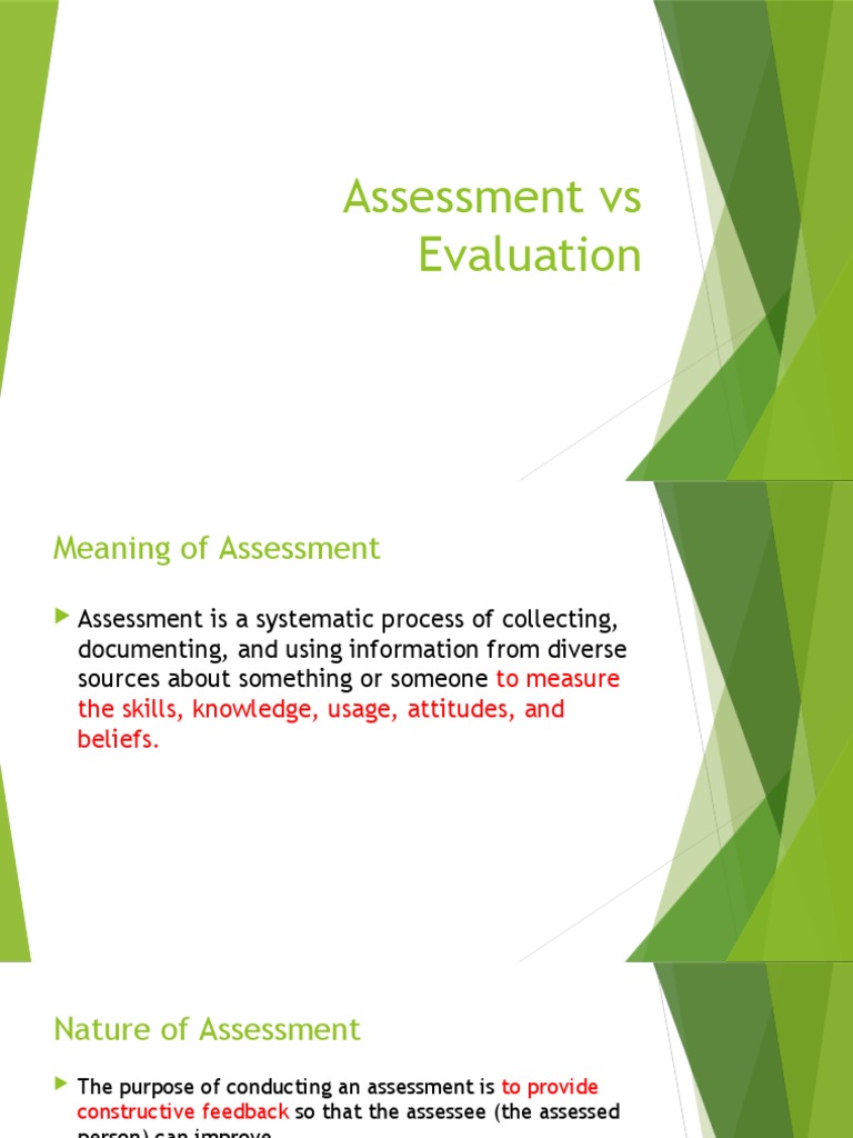 Assessment Vs Evaluation | PDF | Educational Assessment | Evaluation