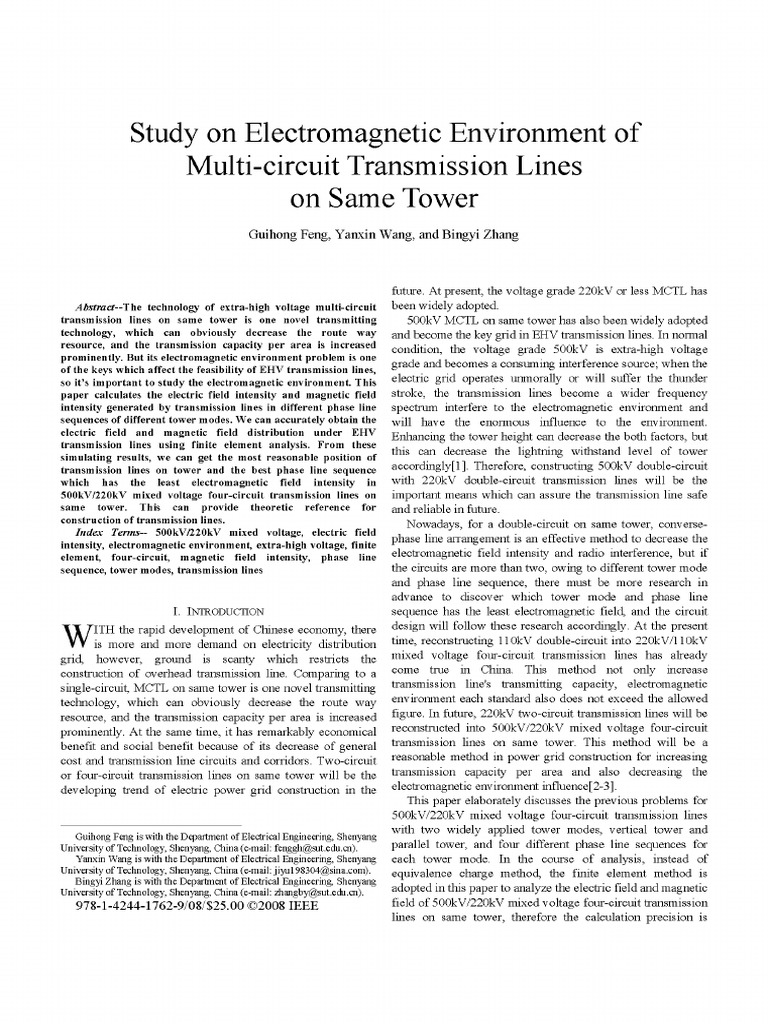 Study Electromagnetic Environment Multi-Circuit: On of Transmission ...