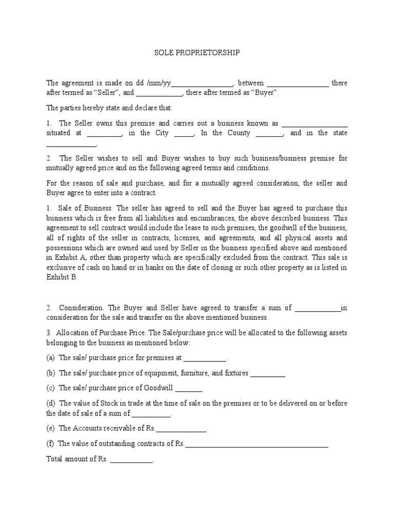 Sole Proprietorship | PDF | Sole Proprietorship | Goodwill (Accounting)