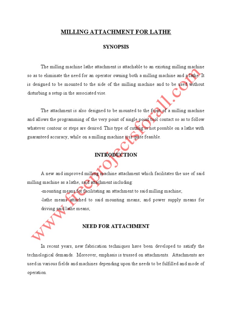 Milling Attachment for Machinists | PDF | Industrial Processes ...