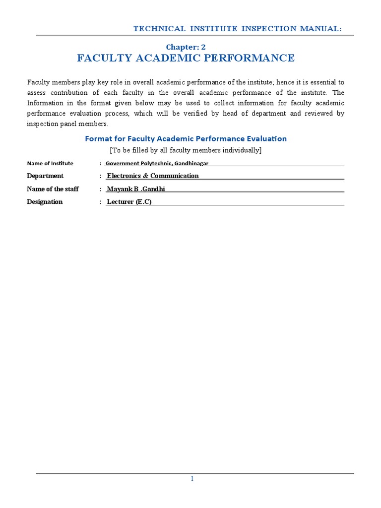 Format For Faculty Academic Performance Evaluation | PDF | Thesis ...