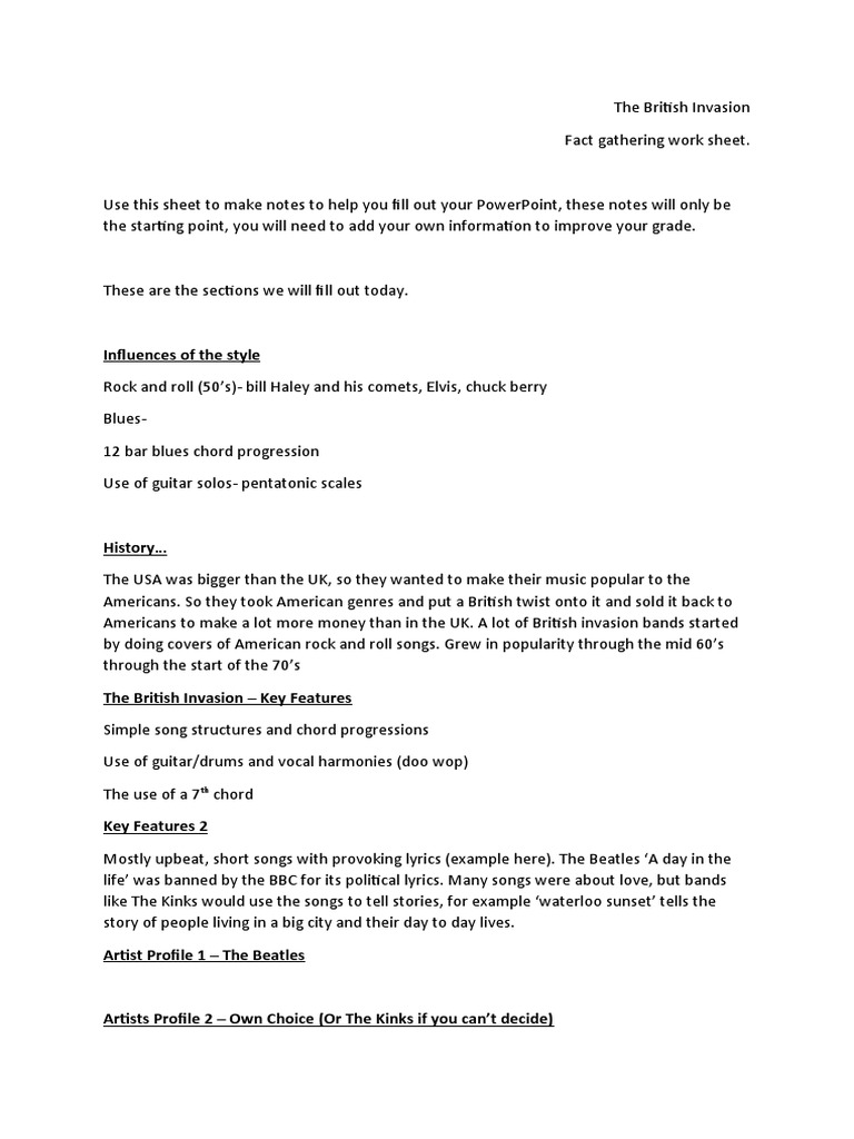 Understanding British Invasion Music | PDF | Song Structure | Blues