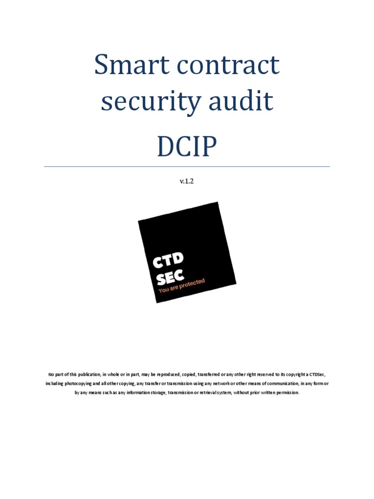 Smart Contract Security Audit Dcip | PDF | Variable (Computer Science) | Copyright