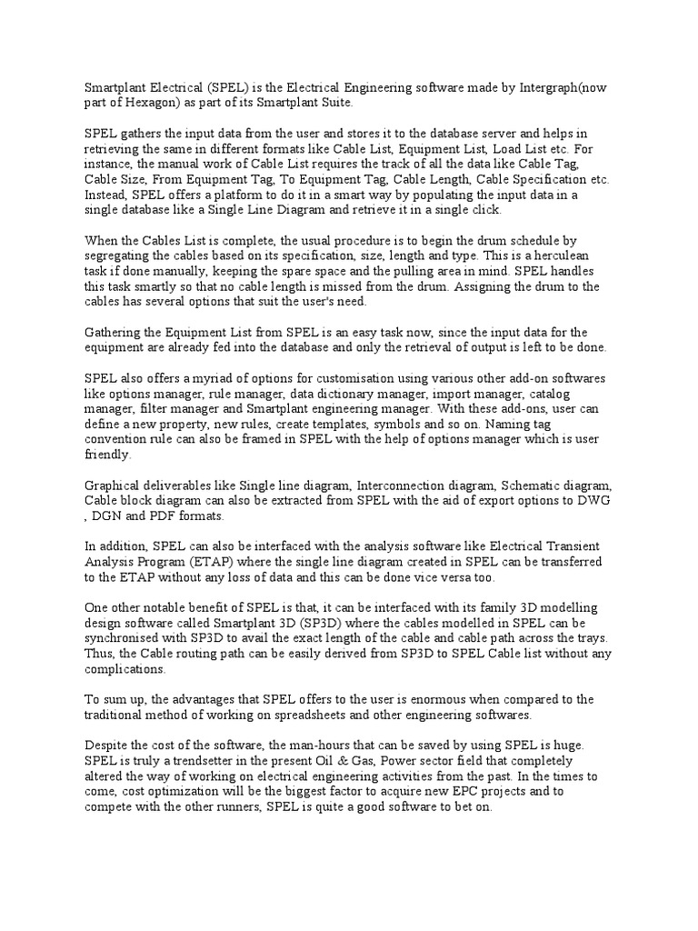 Smartplant Electrical | Download Free PDF | Specification (Technical ...