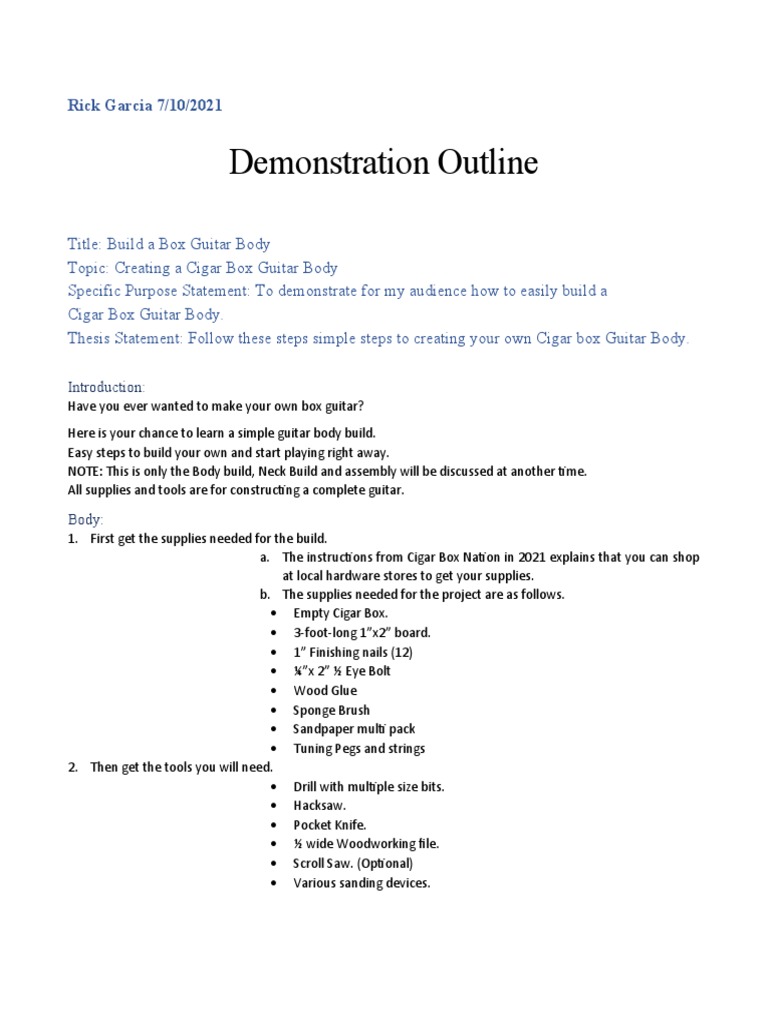 Demonstration Outline #2 | PDF | Guitars | String Instruments