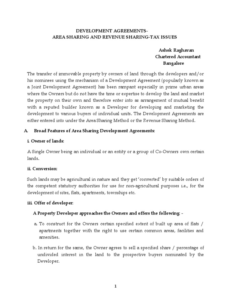 Development Agreements - Area Sharing and Revenue Sharing Methods-2 ...