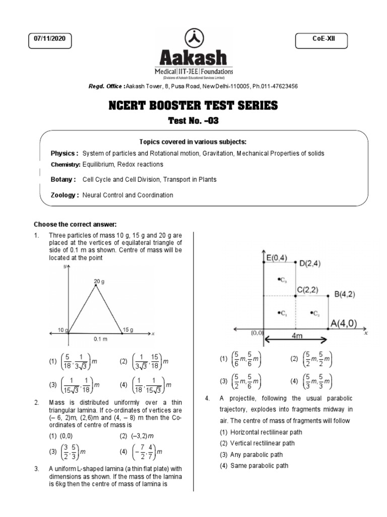 Ncert Booster Test Series | PDF | Meiosis | Mitosis