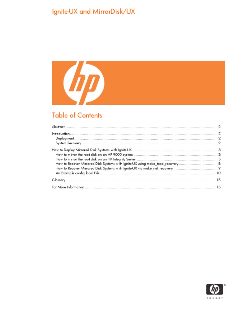 Ignite-Ux and Mirrordisk/Ux | PDF | Booting | File System