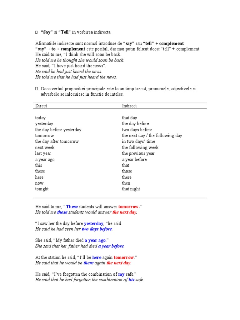 Indirect Speech 2 | PDF