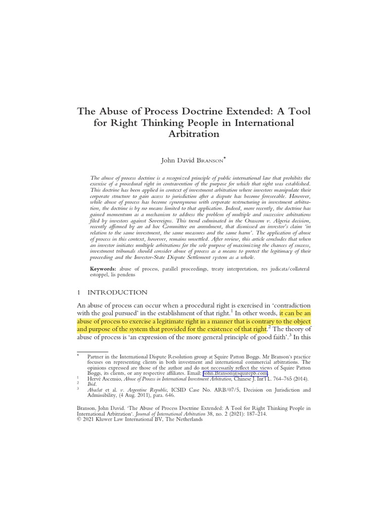 The Abuse of Process Doctrine Extended: A Tool For Right Thinking ...