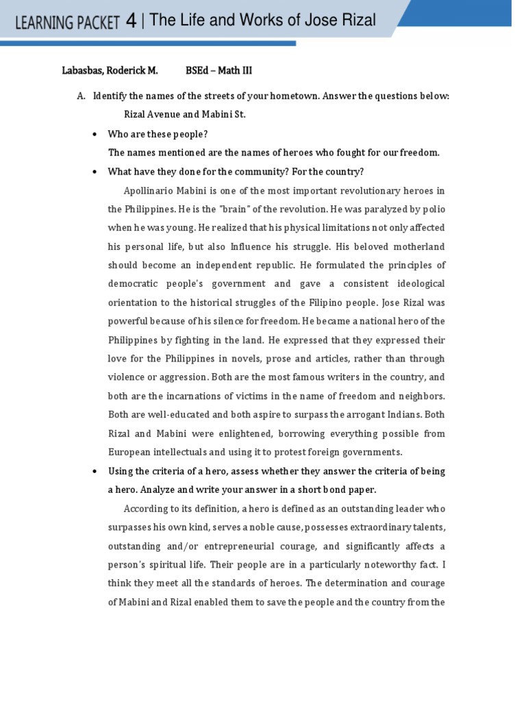 Labasbas, Roderick M. - LP4 | PDF | Hero | Science