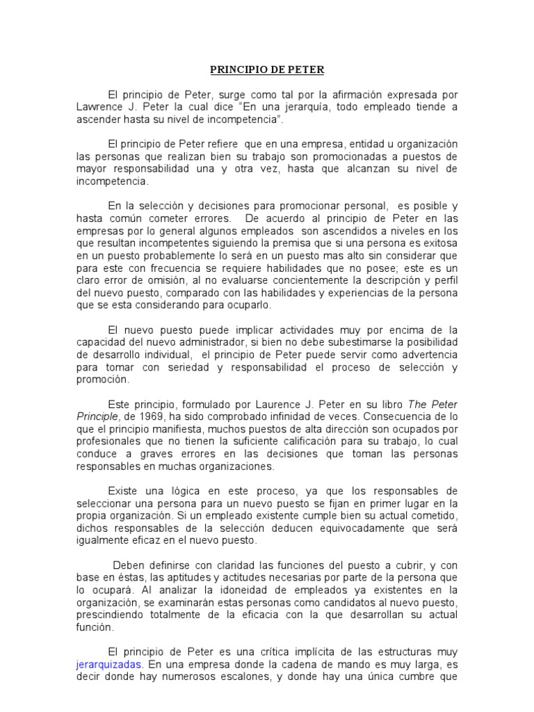 Principio de Peter | PDF | Planificación | Science
