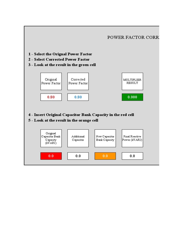 Power Factor Correction Calculator V.02 | PDF
