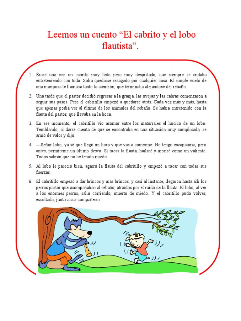 Leemos Un Cuento El Cabrito Y El Lobo Flautista Pdf Bailes