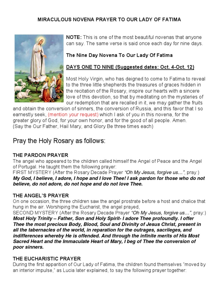 Fatima Novena Prayer | PDF | Rosary | Our Lady Of Fátima