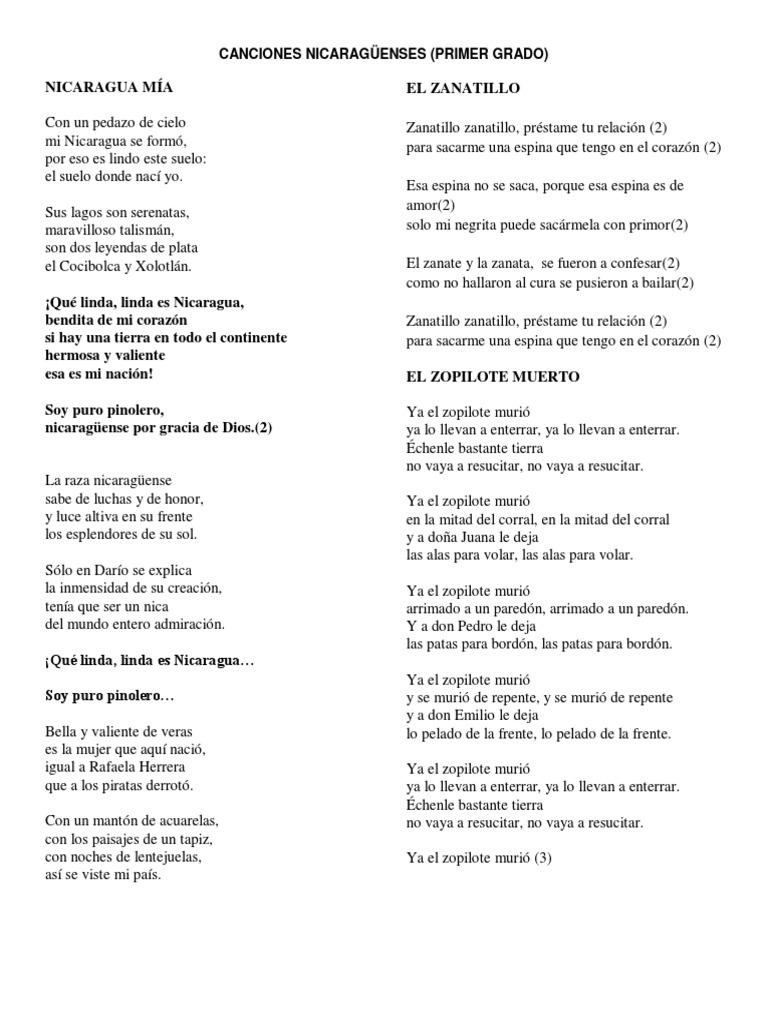 Canciones Nicaragc3bcenses 1c2ba | PDF | Nicaragua