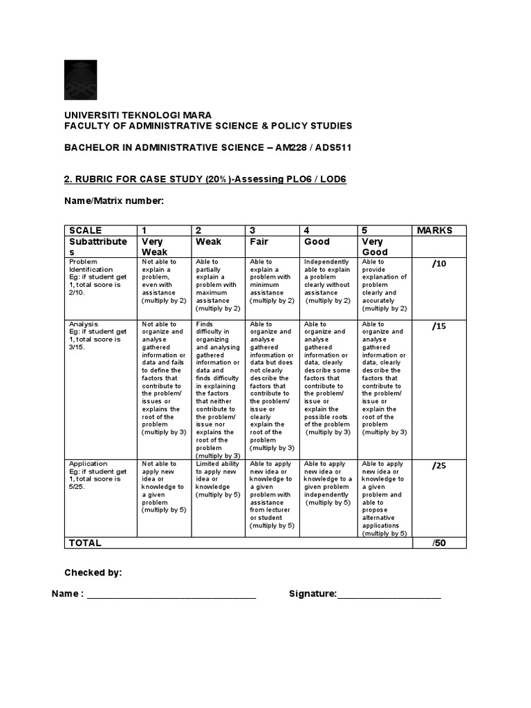 Rubrik Case Study | PDF | Rubric (Academic) | Analysis