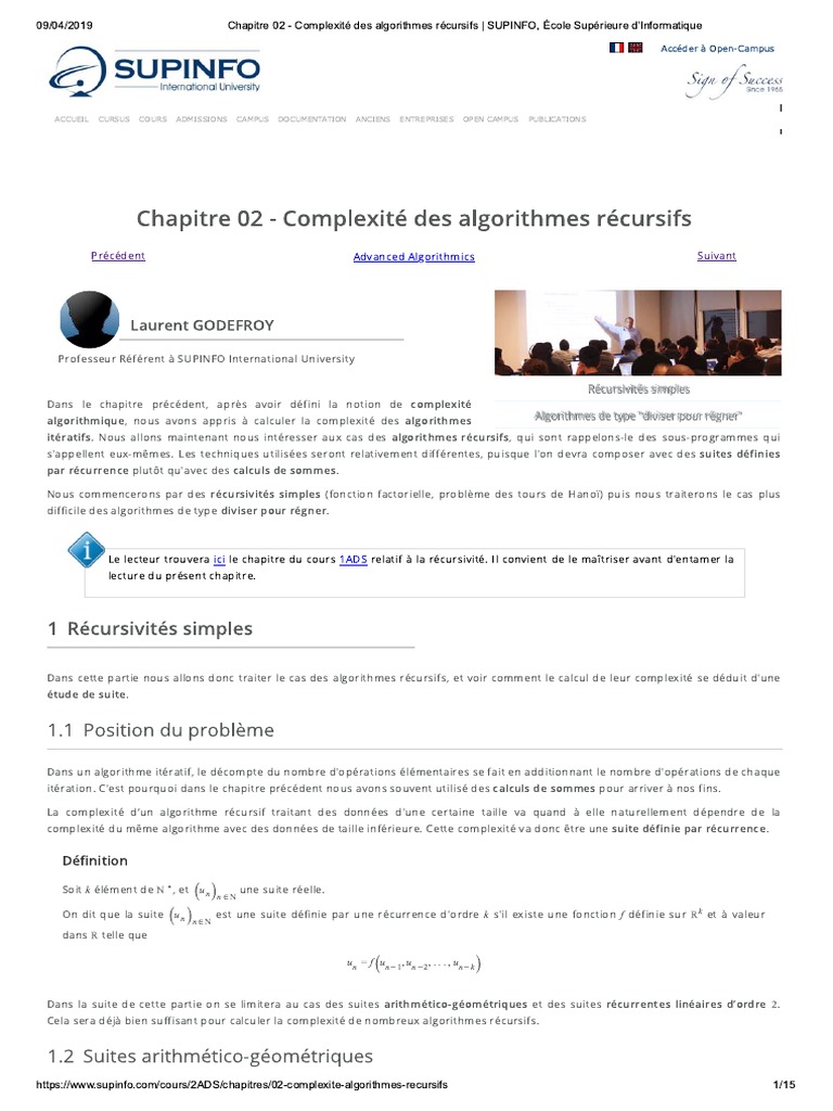 Chapitre 02 - Complexité Des Algorithme.. | PDF