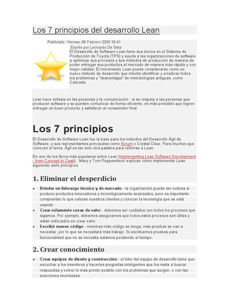 Los 7 Principios Del Desarrollo Lean | PDF | Lean Manufacturing ...