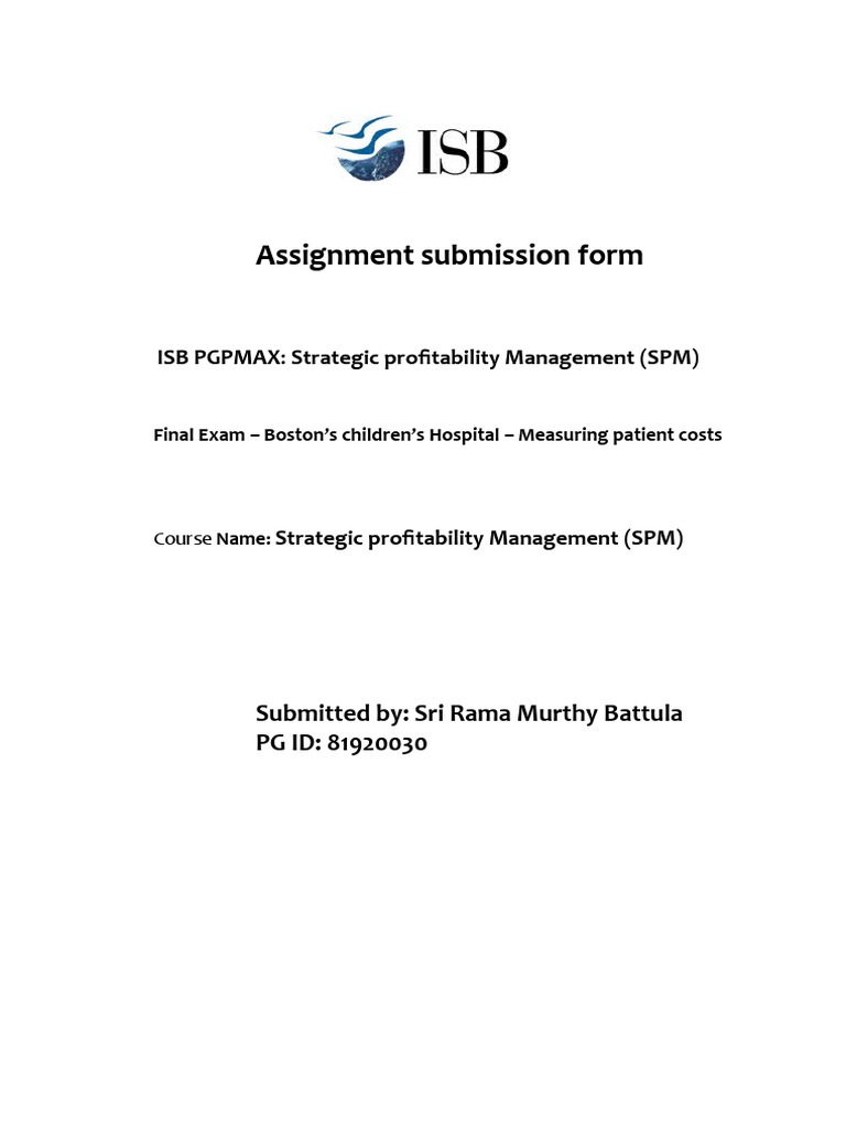 Assignment Submission Form: ISB PGPMAX: Strategic Profitability ...