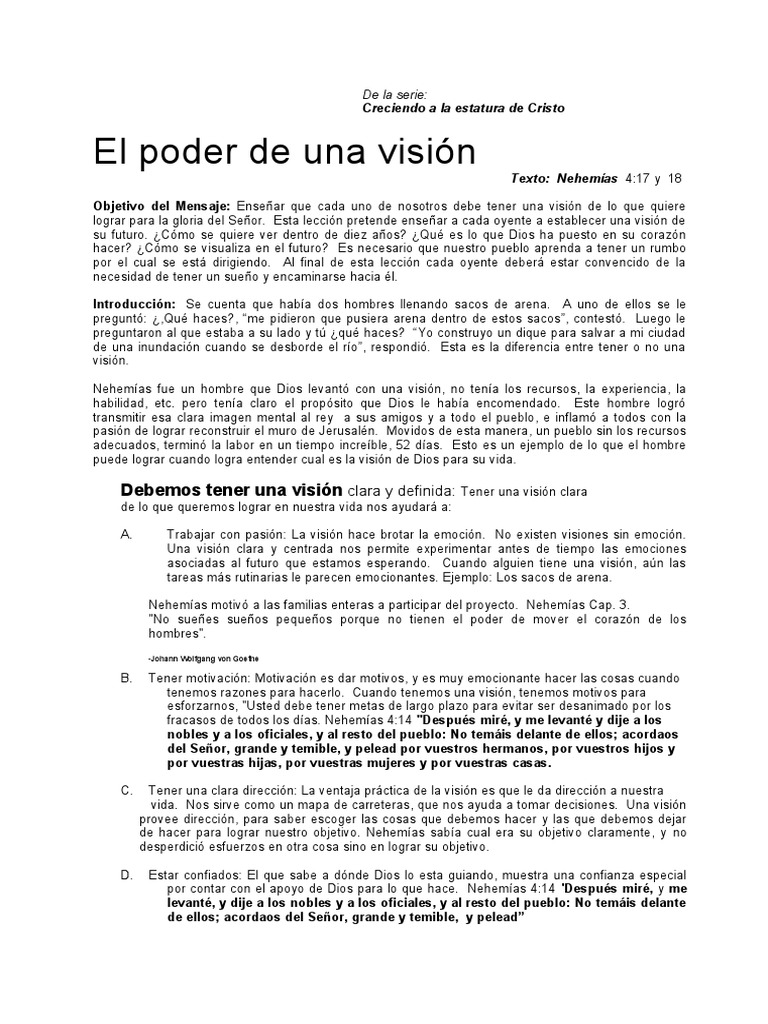 El Poder de Una Visión | PDF | Dios | Jesús