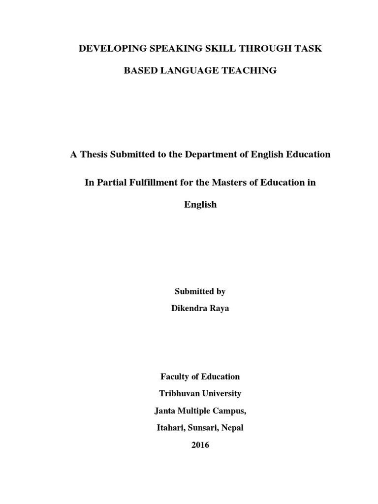 Developing Speaking Skill Through Task Based Language Teaching | PDF | Fluency | English As A ...