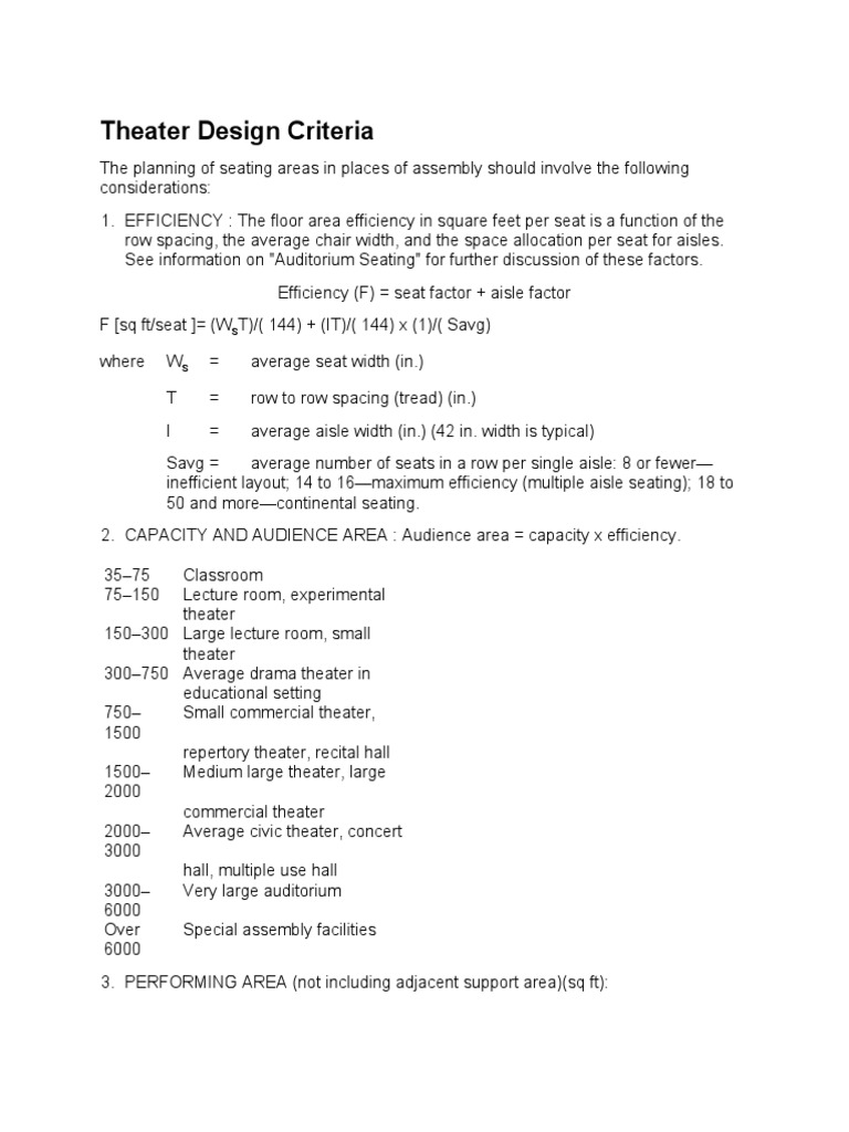 Theater Design Criteria | PDF | Aisle