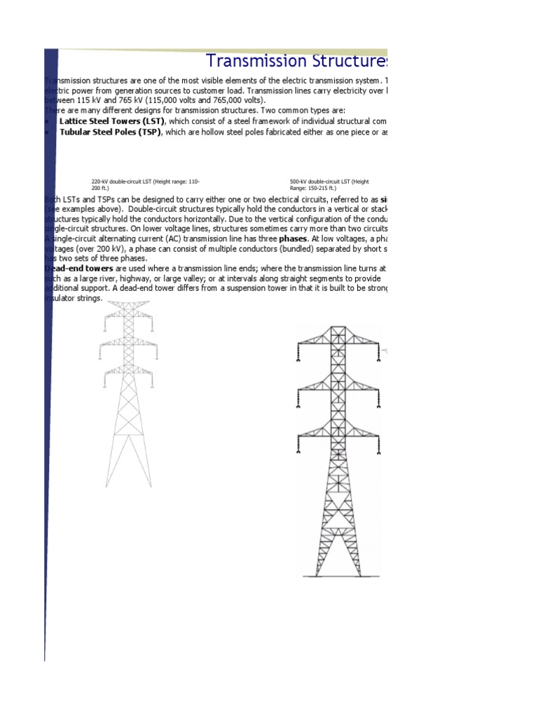 4 Transmission Structures Fact Sheet | PDF | Electric Power ...