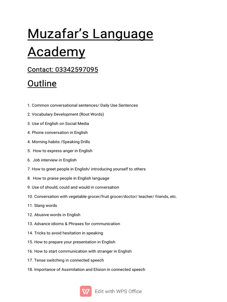 English Language Course Outline | PDF