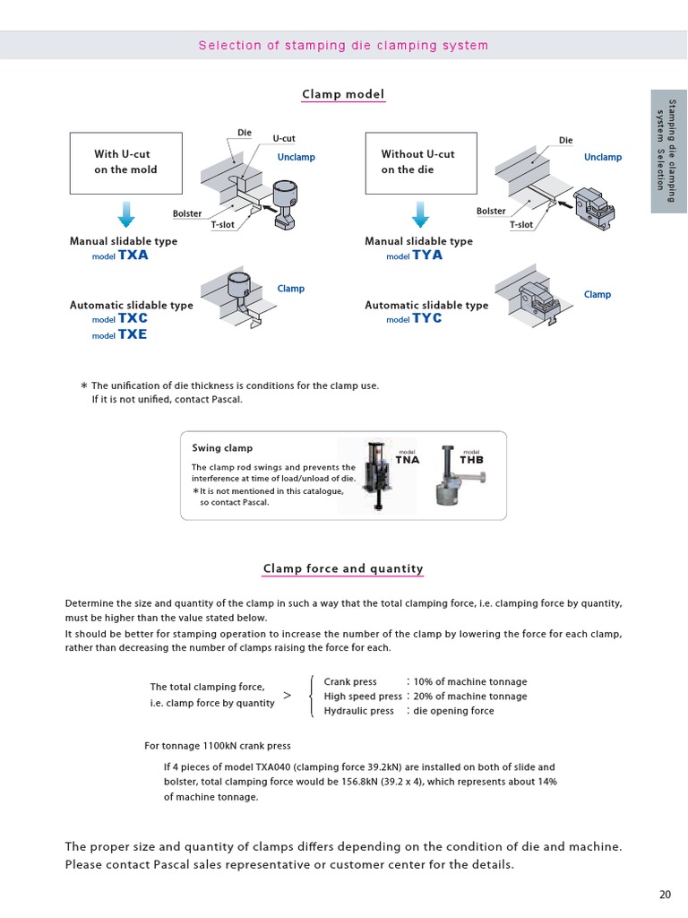 TXA TYA: Selection of Stamping Die Clamping System | PDF | Gas ...