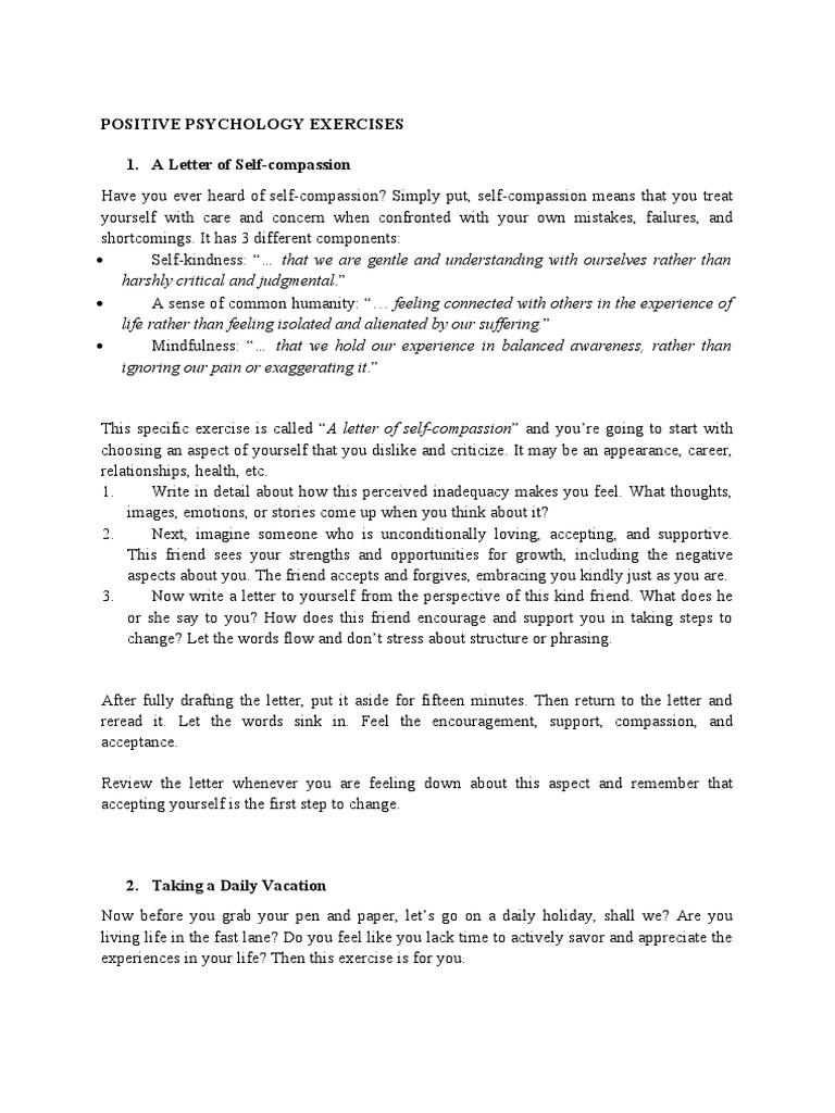 Positive Psychology Exercises | PDF | Cognitive Science | Human Nature