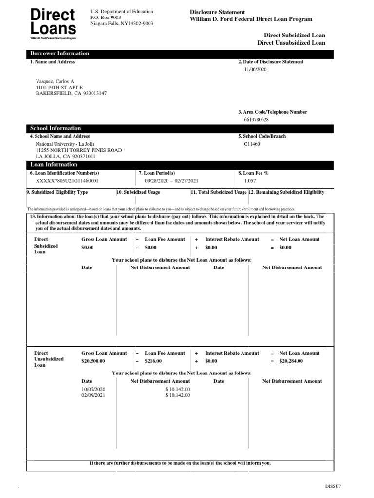 Disclosure Statement | PDF | Student Loans In The United States | Loans