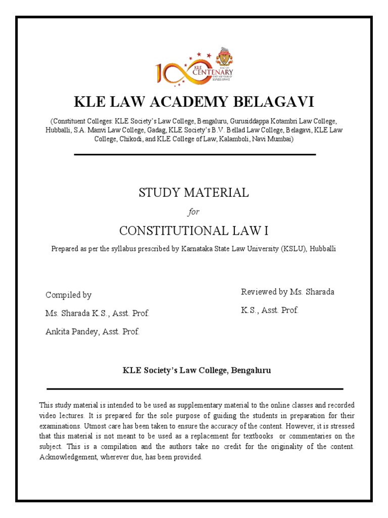 1 Semester Constitutional Law I LLB | PDF | Constitution | Legislature