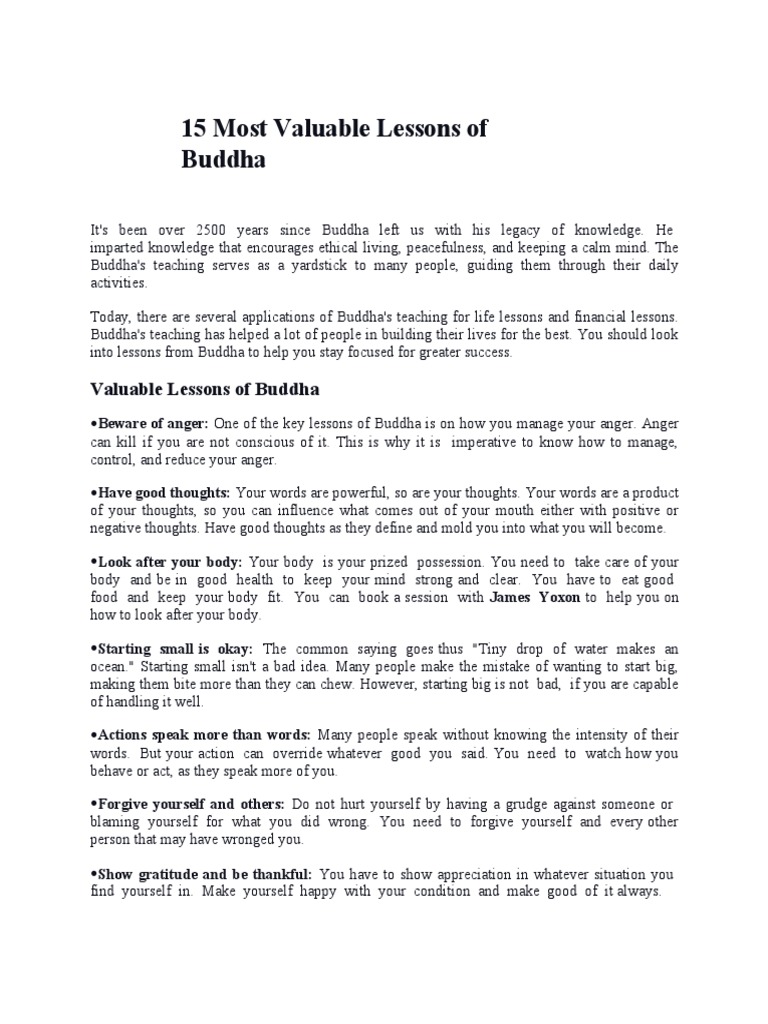 15 Most Valuable Lessons of Buddha | PDF | Gautama Buddha | Happiness