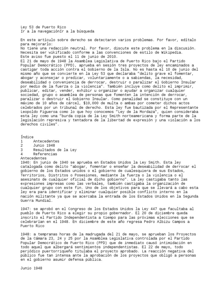 Ley de la Mordaza en Puerto Rico | PDF | Puerto Rico | Gobierno
