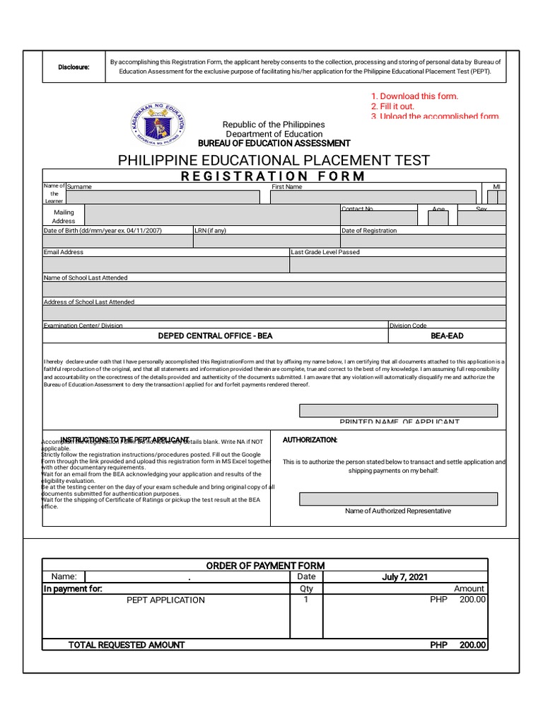 PEPT Registration Form Instructions | PDF | Test (Assessment ...