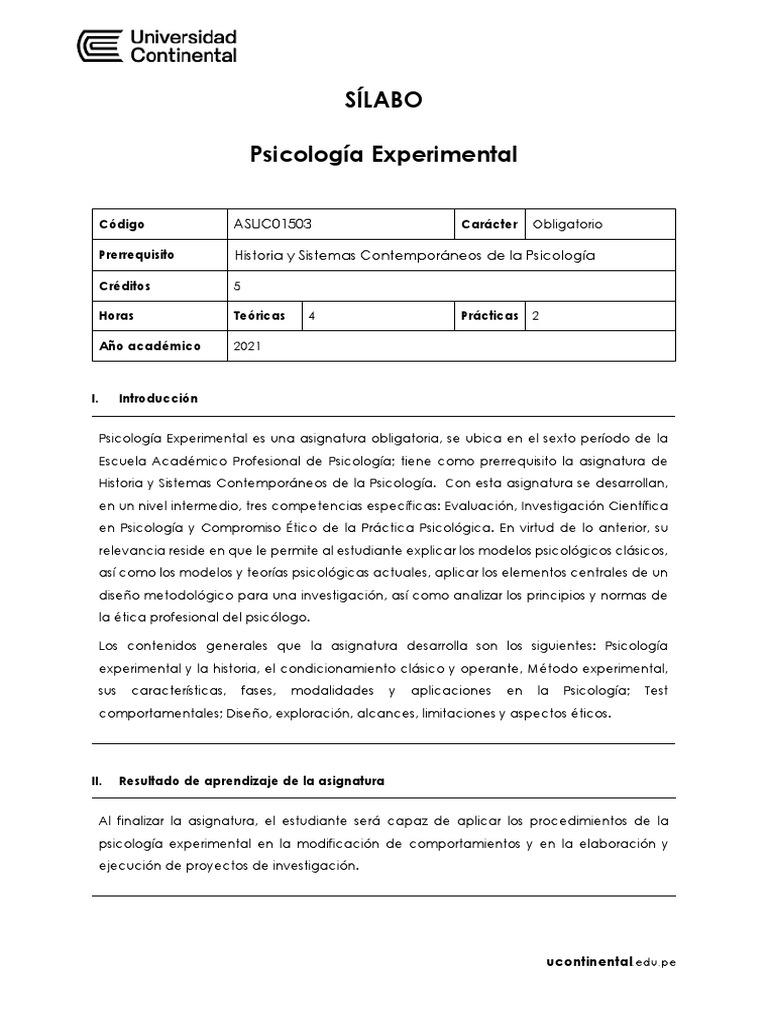 Psicología Experimental | PDF | Experimentar | Sicología