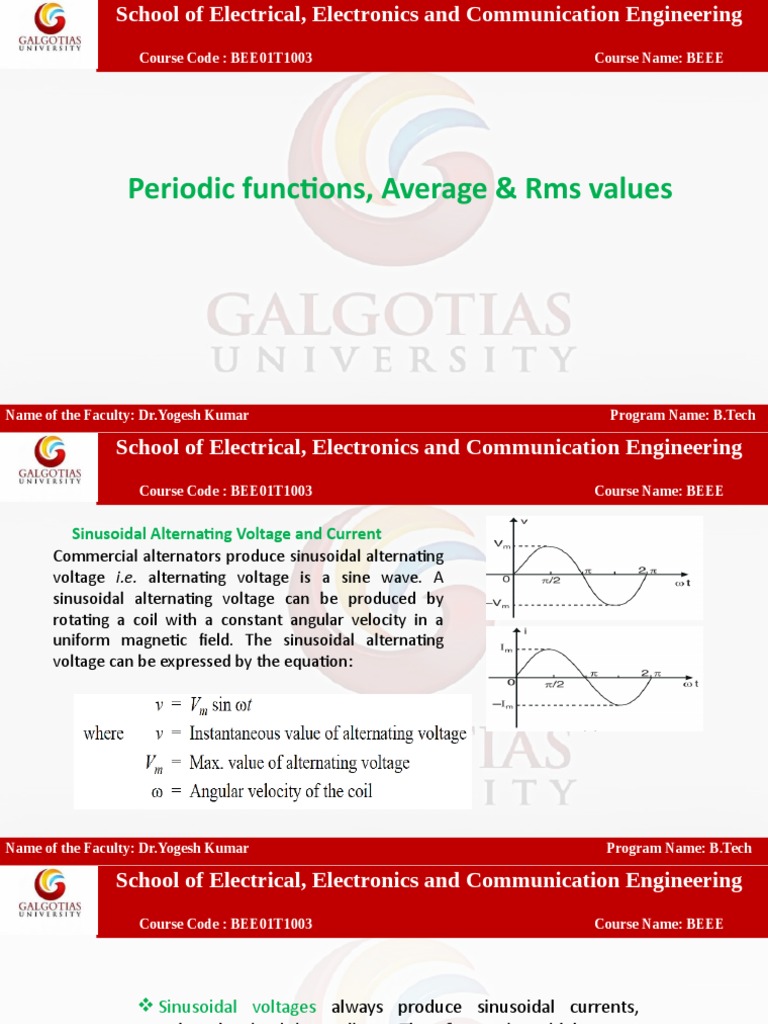 AC Circuits - Periodic Functions, Average Rms Values | PDF | Root Mean ...